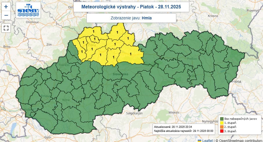 Pozor na hustú hmlu v Žilinskom kraji: SHMÚ vydal výstrahu, zhoršená ...